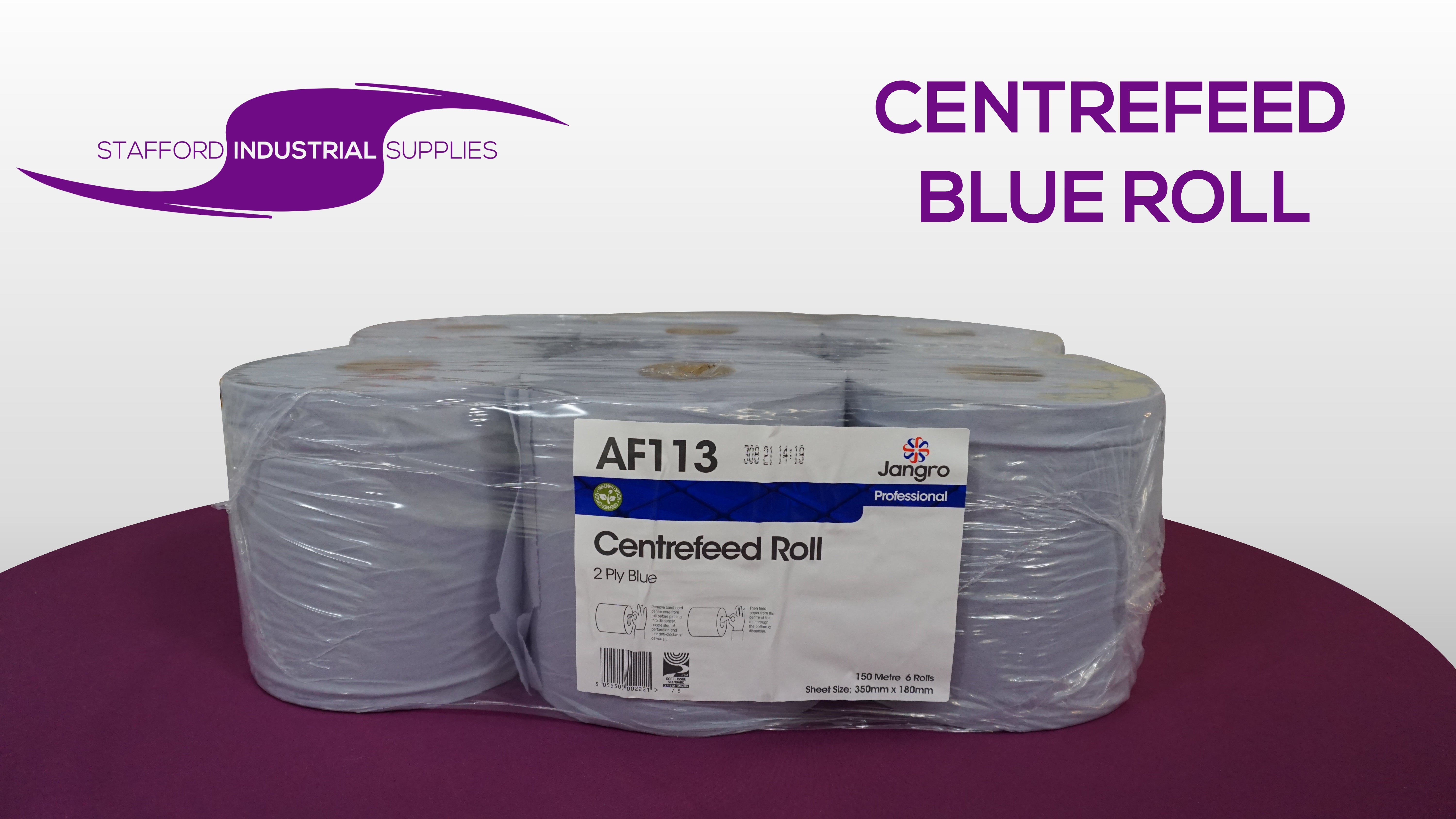 PACK OF 6 BLUE CENTREFEED ROLL 150M 2PLY – staffordindustrialsupplies